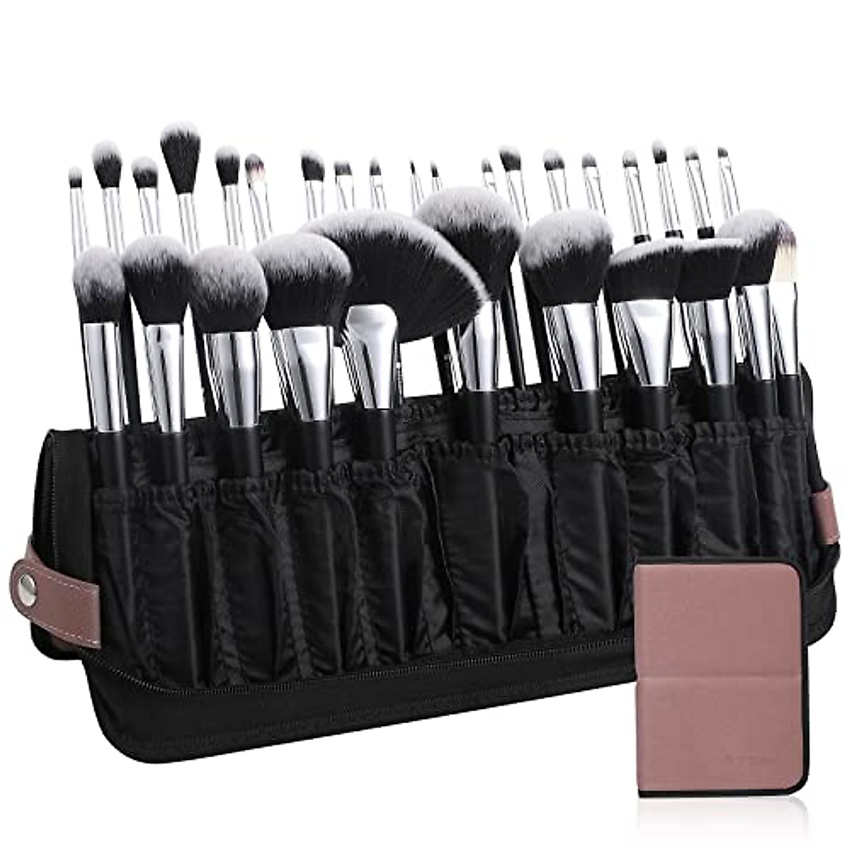 DUcare Makeup Brush Organizer 30pcs Folding Travel Professional Makeup Brushes Case Bag Stand-up Cosmetic Bag Artist Storage Bag (Only Bag)