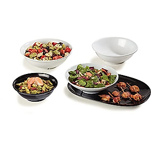 Carlisle FoodService Products Plastic Serving Bowl, Footed Bowl for Restaurants, Hospitals, 36 Ounces, White, (Pack of 12)