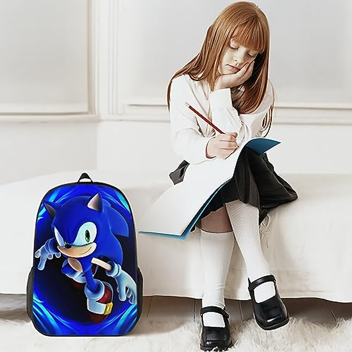 Sonic backpack - Fashion Cartoon Backpack Cute Print Backpack Travel Daypack Laptop Backpack - Hedgehog Backpack