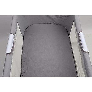 Muslin Bassinet Sheets 2 Pack Set for Baby Boy and Girl, 100% Muslin Cotton Fitted Sheet for Oval Hourglass and Rectangular Bassinet Mattress, Grey and Green