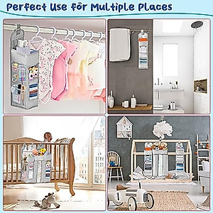 CIEUDY 3-in-1 Hanging Diaper Organizer Storage for Baby, Hanging Diaper Organizer for Changing Table, Playard, Wall & Door, Gifts for New Mom after Birth（Included High Contrast Baby Book）