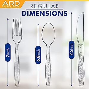 Ard Wholesale 360 Count Cutlery Combo Box | Clear Extra Strong Extra Resistant | 180 Forks, 120 Spoons, And 60 Knives