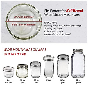 4 Pack Flip Cap Mason Jar Lids with Pour Spout and Leak-proof Airtight Seal for Drinking Salad Dressing - Wide Mouth