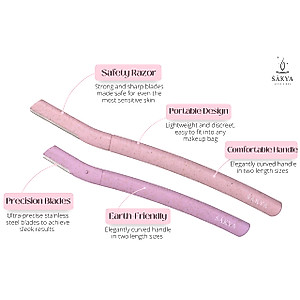Sakya Biodegradable Women's Dermaplaning Tool - Dermaplane Facial Sensitive Skin Hair Removal Face Razor, Twinkle Blade for Eyebrows & Peach Fuzz - Sonic