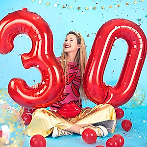 40 Inch Large Red Number 9 Balloon Extra Big Size Jumbo Digit Mylar Foil Helium Balloons for Birthday Party Celebration Decorations Graduations Wedding Anniversary Baby Shower Supplies Photo Shoot