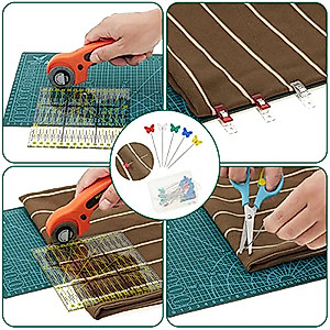 welltop Rotary Cutter Set, 96 PCS Quilting Kit 45mm Fabric Cutters Kit with 5 Extra Blades A4 Cutting Mat Acrylic Ruler Carving Knife Craft Clips Bags Full Tools for Crafting Sewing Patchworking