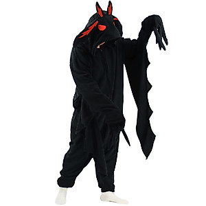 Mothman Halloween Onesie Adult Pajamas Cosplay Animal Homewear Sleepwear Jumpsuit Costume for Women Men
