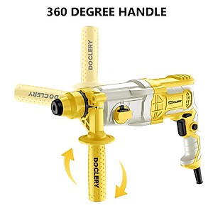 DOCLERY 1-1/4 Inch SDS-Plus Rotary Hammer Drill,7.5AMP,One Knob 4 Functions with Speed Adjustment, 5 SDS-Plus Bits