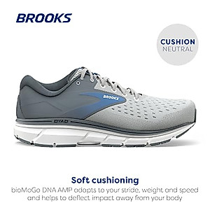 Brooks Women's Dyad 11 Running Shoe - Grey/White/Blue - 6.5 Medium