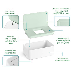 Diaper Wipes Dispenser Baby Wipes Case, Baby Wipe Holder Keeps Wipes Fresh, Non-Slip, Easy Open & Close Wipe Container Green