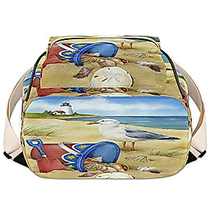 Seagulls Lighthouse Mini Backpack Purse for Women, Seagulls Beach Leather Small Backpack Casual Travel Daypacks Shoulder Bag for Girls Teen