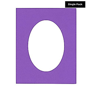 8x11 Mat Bevel Cut for 6x9 Photos - Precut Purple Oval Shaped Photo Mat Board Opening - Acid Free Matte to Protect Your Pictures - Bevel Cut for Family Photos, Pack of 1 Matboard Show Kit With Acid