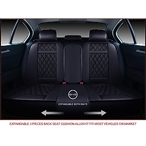 OASIS AUTO Car Seat Covers Accessories Full Set Premium Nappa Leather Cushion Protector Universal Fit for Most Cars SUV Pick-up Truck, Automotive Vehicle Auto Interior Décor (OS-009 Black)