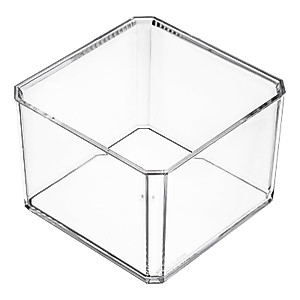 Hiceeden 9 Pieces Square Hair Accessories Organizer with Lid, Stackable Acrylic Bathroom Containers Cotton Ball Pad Qtip Holder, Clear Hair Tie Organizer Storage for Girls Bow Headband Jewelry