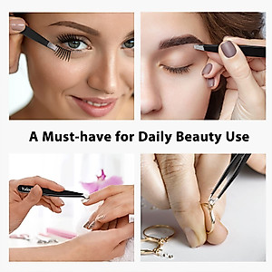 Tweezers Set for Women and Men, Professional Precision Tweezers for Eyebrows, Pointed and Slant Tweezers for Facial Hair, Splinter and Ingrown Hair Removal, Stainless Steel Tweezer Kit by Velodios