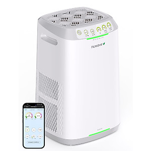 Nuwave OxyPure ZERO Air Purifiers for Home Large Room Bedroom Up to 966ft², 20Yr Washable Bio Guard Filter, Air Quality and Odor Sensor, Smart WiFi, 17dB, 100% Removes Particles 3x Smaller Than HEPA