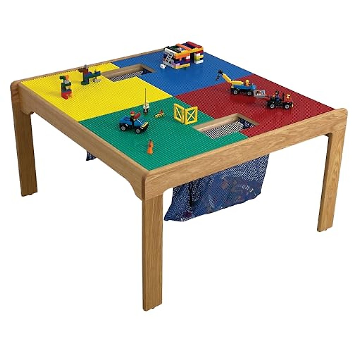 Fun Builder Table-Compatible with DUPLO® Brand Blocks w/Storage Nets-100% American Made-Solid Maple Wood Frames-Patent Pending Table Assembly-NO Tools and NO Hardware-Ready in 10 Minutes!-32" x 32"