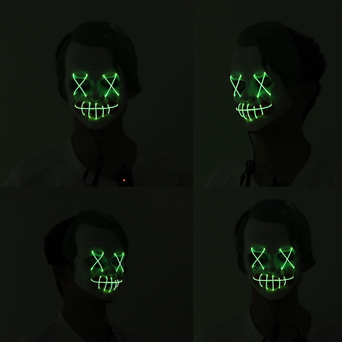 Light Up Skull Mask, Halloween Creepy LED Skeleton Mask for Cosplay, Adults… (Joker)