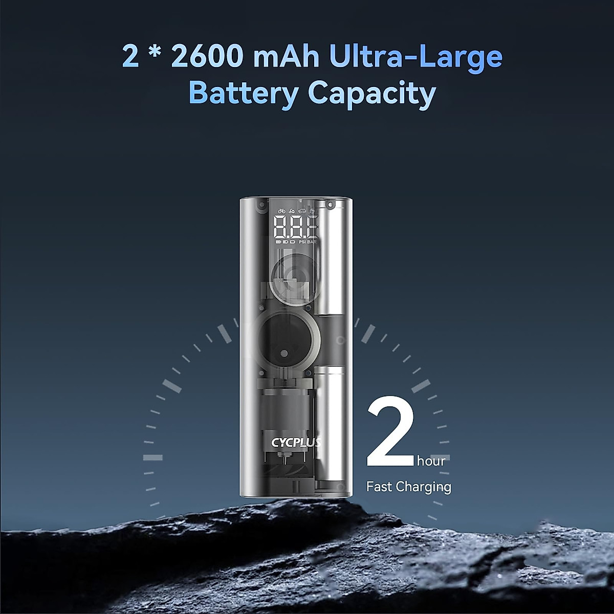 CYCPLUS Tire Inflator Portable Air Compressor, 150 PSI Cordless Air Pump with Digital LCD Screen Pressure Gauge, Electric Air Pump for Car, Motorcycle, Bicycle and Balls