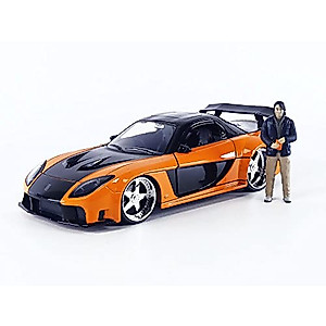 Jada Toys Fast & Furious 1:24 1995 Mazda RX-7 Widebody Die-cast Car w/Han's 2.75" Die-cast Figure, Toys for Kids and Adults