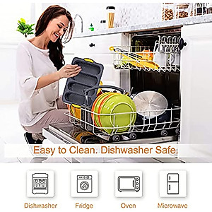 MUJUZE Silicone Loaf Pan Baking Pan for Baking French Baguettes/Hot Dog Buns, bread mold for baking with 6 Muffin Cups,Nonstick &Easy Clean&Heat Resistant Silicone Loaf Pan with Four-hole Baguette