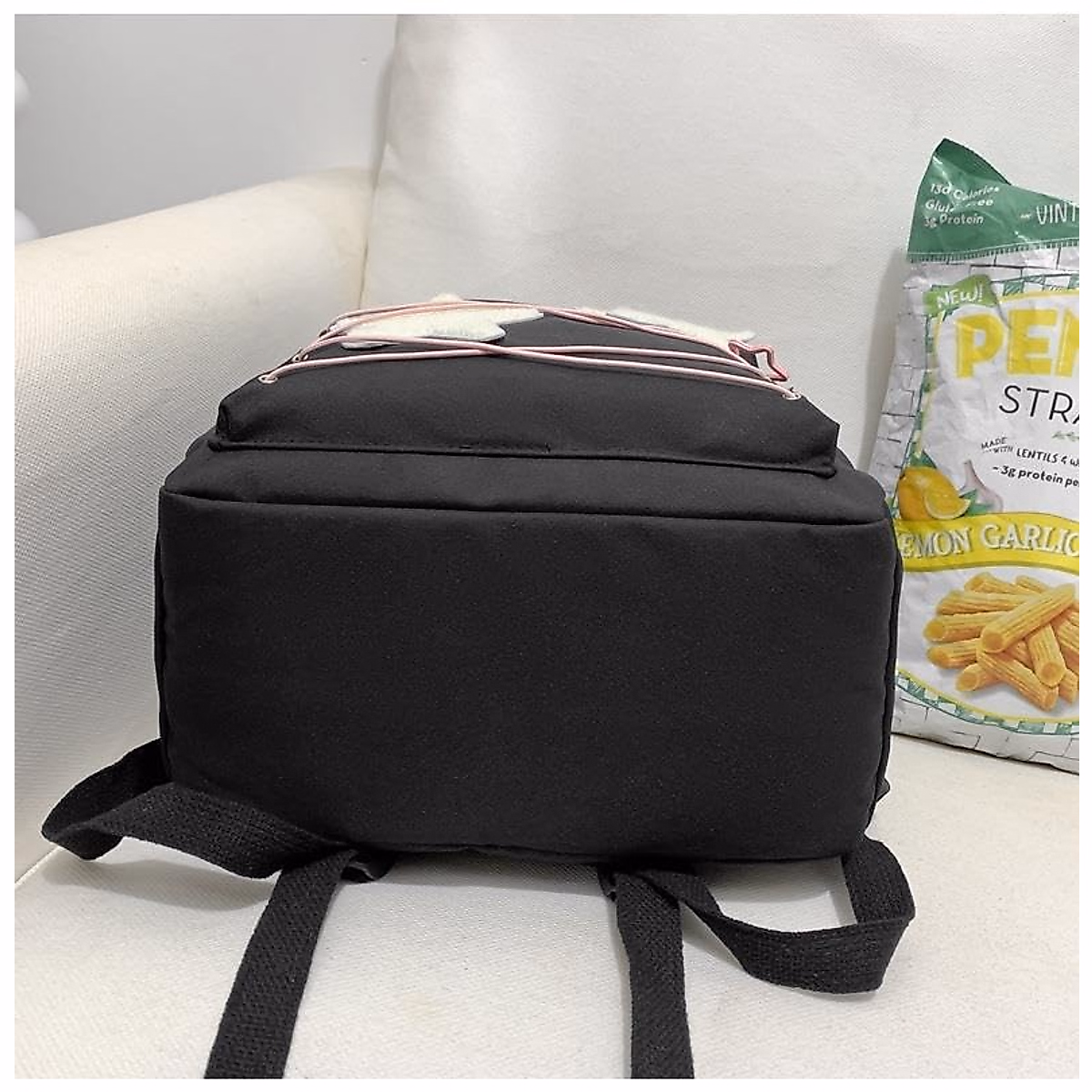 Cute Y2K Backpack Daily Use, Kawaii Aesthetic Harajuku Durable Shoulder Bag Daypack Bookbag Hiking Travel Backpack (black)