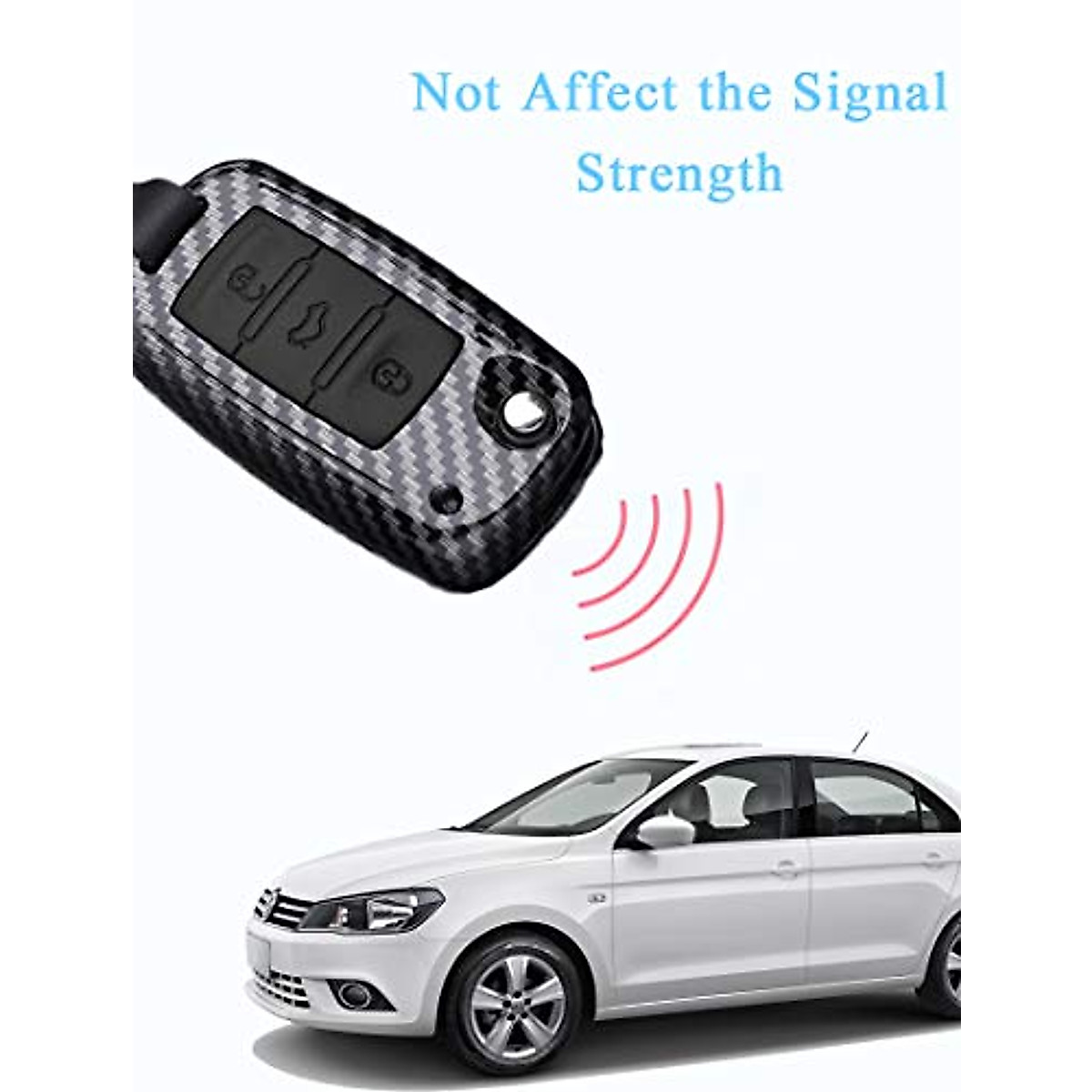 SANRILY 1 Pcs Flip Key Cover Case for Volkswagen Jetta Passat Golf Beetle GTI Tiguan EOS Keyless Keychain Holder Stylish ABS Plastic Full Protection Key Shell Black