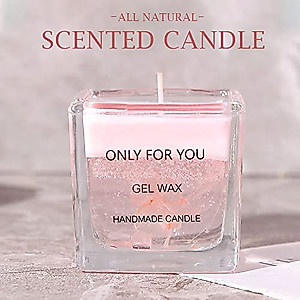 Scented Candle with Dry Flower Inside, Pink Candles Gifts for Women Birthday Mother's Day Anniversary Valentine's Day, Natural Soy Candle Decorative Candles for Home Scented Home Decoration, Non-Toxic