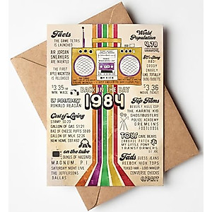 Katie Doodle - Super Cute, 40th Birthday Card, (Handmade in USA), 40th Birthday Gifts Women, 40th Birthday Decorations Man, 40th Birthday Decorations Woman, 40th Birthday Gifts Men, 1984