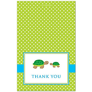 50 Cnt Turtle Baby Blue Green Polka Dots Baby Thank You Cards