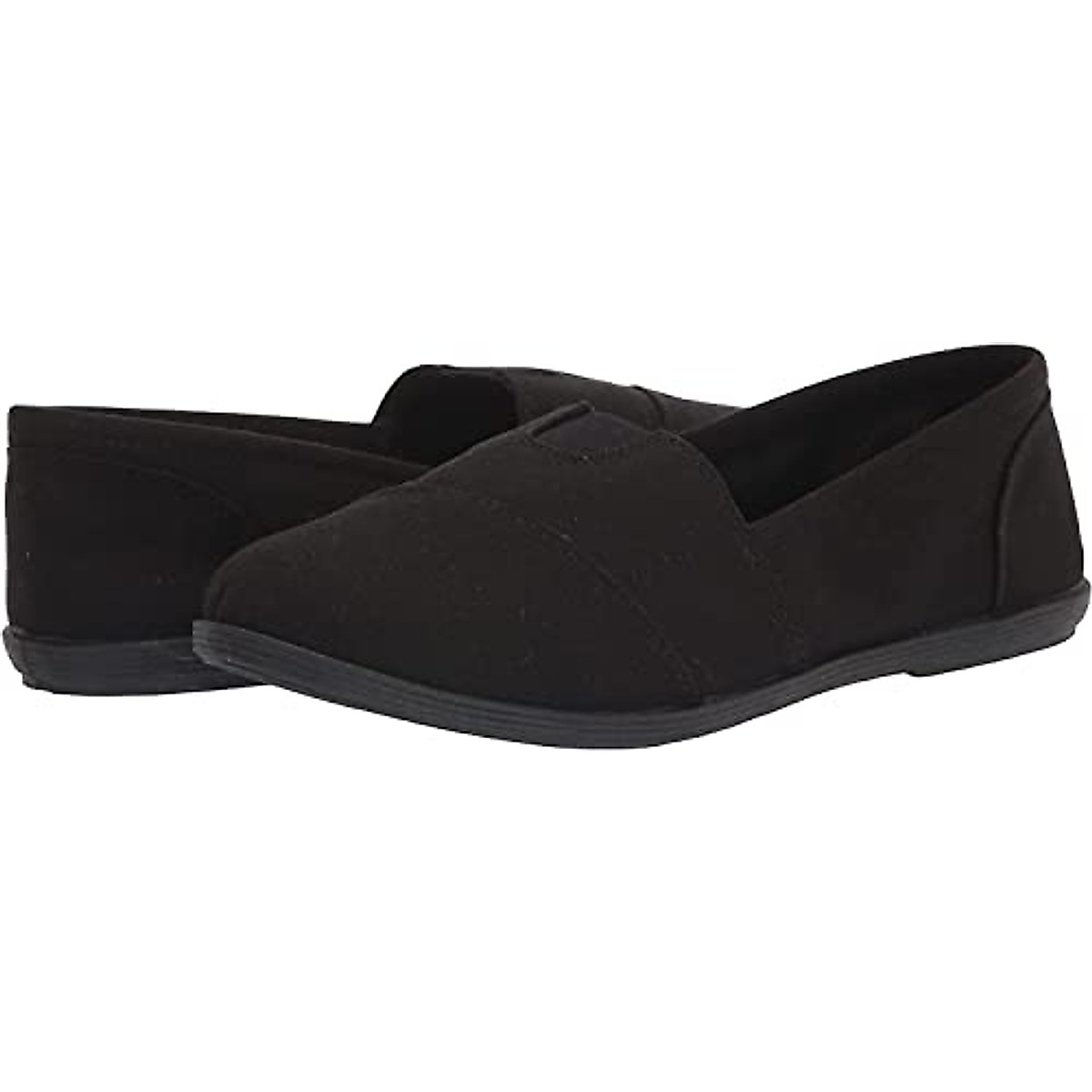 Soda Flat Women Shoes Linen Canvas Slip On Sneakers Loafers Memory Foam Gel Insoles Round Toe OBJI-S All Black 8