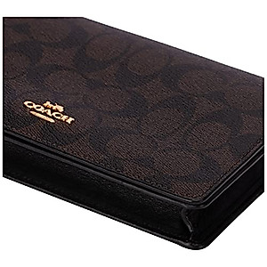 Coach Anna Foldover Crossbody Clutch in Signature Coated Canvas Brown Black