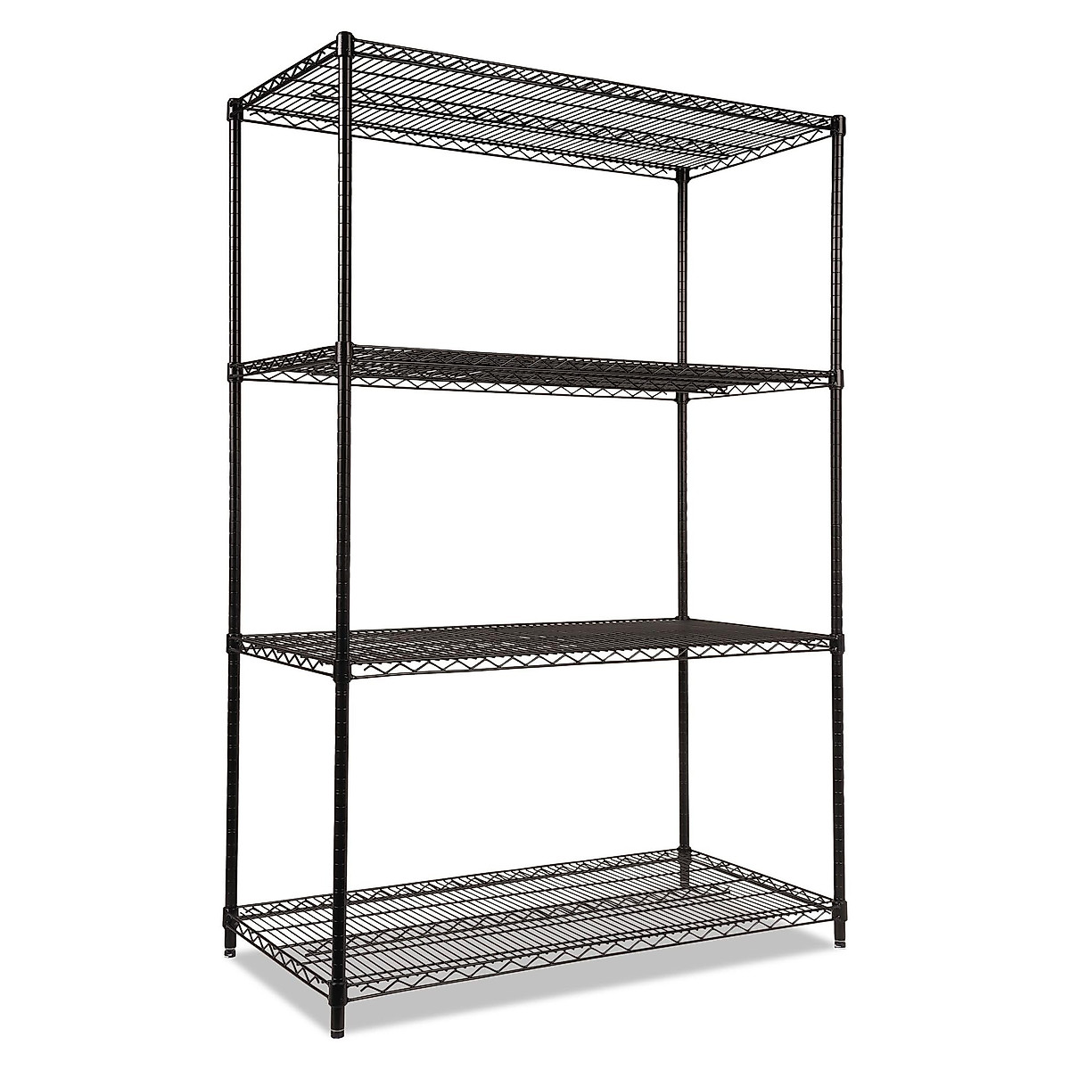 Alera ALE Industrial Heavy-Duty Wire Shelving Starter Kit, 4-Shelf, 48w x 24d x 72h, Black