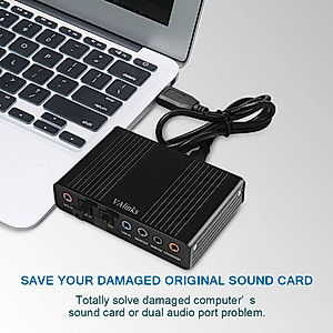 VAlinks USB 2.0 External Sound Card 6 Channel 5.1 Surround Optical S/PDIF Audio Sound Card Adapter for PC Laptop Recording Compatible with Windows 10/8 / 7/ XP