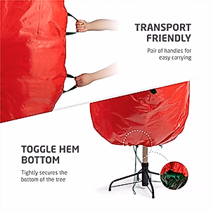 Zober Upright Tree Storage Bag for Christmas Trees of 7.5ft. Tall, Tree Bag Is Tear Proof Polyethylene; Comes With Drawstring Hem, Zipper, And Carry Handles, Waterproof Material Protects From Dust & Moisture