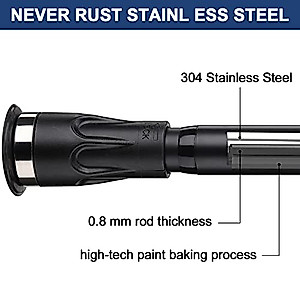 Closet Rod for Hanging Clothes,31 to 46 Inch Adjustable Heavy Duty Matte Black Tension Rod for Wardrobes, Laundry Room, Shoe Cabinets