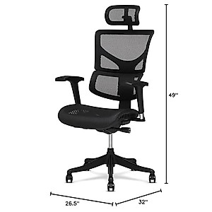 X-Chair X1 High End Task Chair, Black Flex Mesh with Headrest - Ergonomic Office Seat/Dynamic Variable Lumbar Support/Highly Adjustable/Relaxed Recline/Perfect for Office or Home Desk