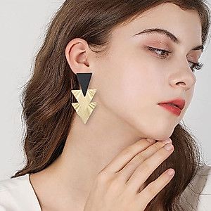 TIANBANGSHI Triangle Statement Drop Dangle Earrings Gold Thin Wire Irregular Geometric Earrings square Earrings For Women Fashion Jewelry Gifts (Gold-1)