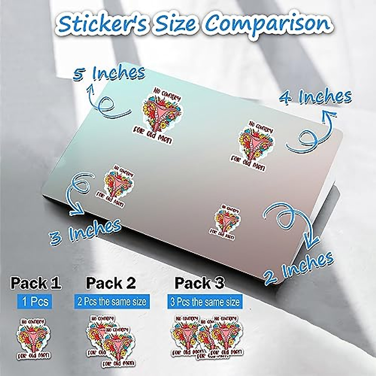 Miraki No Country For Old Men Stickers, Feminist Stickers, Cute Flower Stickers, Water Assitant Die-Cut Vinyl Funny Decals for Laptop, Phone, Water Bottles, Kindle Sticker