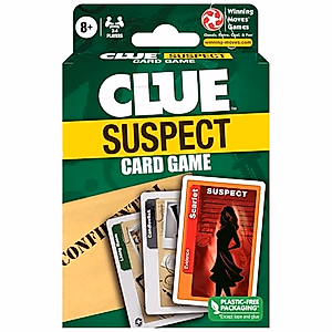 Clue Suspect Card Game - All The Fun of Clue - in Minutes!, Portable Card Game Edition of the Mystery Game Clue, for 3 to 4 Players, Ages 8+