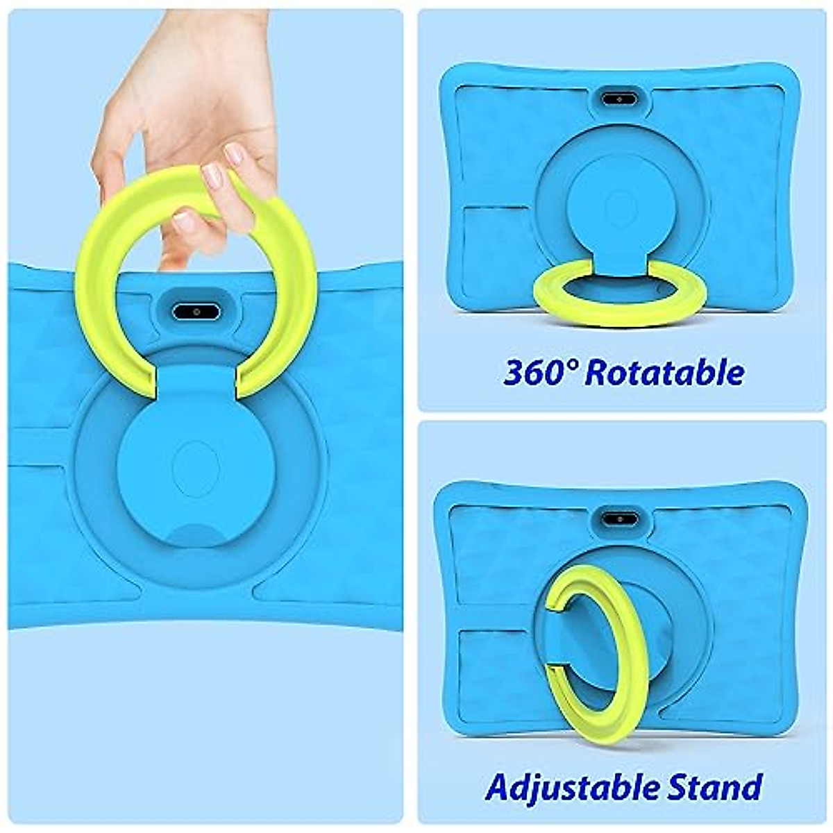 Aheadthink Kids Tablet, 10 inch Tablet, 64 + 512gb ROM Expansion Android 11 Kids BT, WiFi, GMS, Parental Controls, EVA Shockproof Case, Education, Games. (Blue Case)