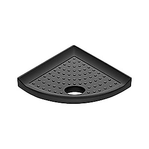 Questech Décor 5 Inch Shower Footrest, Wall Mounted Corner Shower Shaving Shelf, Retrofit Shower Caddy For Tiled Shower Walls, Bathroom Corner Shelf, 5 Inch Metro Flatback, Graphite Black
