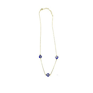 theserro Evil Eye Pendant Necklace, 18K Gold plated 925 Sterling Silver Necklace for Women and Teen Girls with Blue and White Sapphire, Cute Delicate Aesthetic Necklace, 16+2 Inch (Gold)