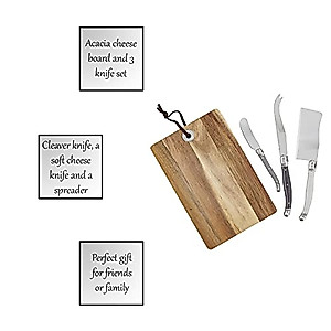 Santa Barbara Design Studio Table Sugar Cheese Board and Knives Gift Set, 4-Piece, Acacia Wood