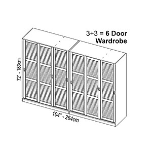 Palace Imports 100% Solid Wood Wardrobe with 3 Sliding Louvered Doors, White. 5 Shelves Included. Additional Large Shelves Sold Separately.