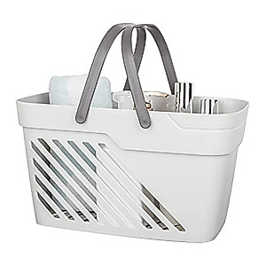 UUJOLY Plastic Organizer Storage Baskets with Handles Storage Bins Organizer for Bathroom and kitchen Shampoo, Body Wash, Shower Essentials, Makeup (Gray)