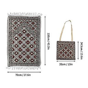 Muslim Rug with Bag Prayer Pilgrimage Blanket Islamic Worship Mat Teaching Supplies Cotton Yarn