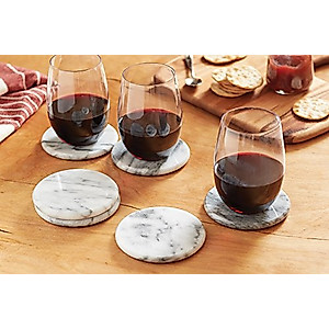 Fox Run 48749 Natural White Polished Marble Stone Coasters, Set of 6