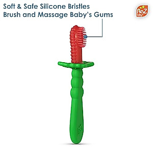 Razbaby RaZberry Baby Teether & Toothbrush, BerryBumps Soothe and Massage Sore Gums, Perfectly Sized, 1 Oz