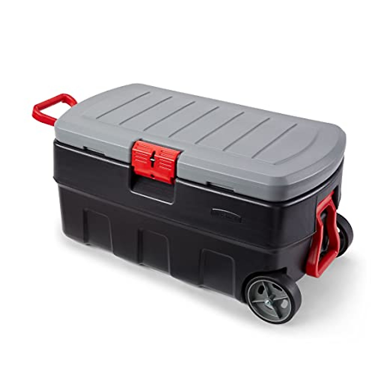 Rubbermaid ActionPacker 35 Gal Wheeled Lockable Storage Bin with Lid, Heavy-Duty Water Repellent Industrial Container with Built-In Durable Wheels, Great Tool Organizer, Truck Bed Storage, and More